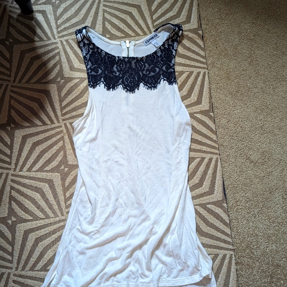 Express | Tops | Express White Tank With Black Lace Detailing | Poshmark